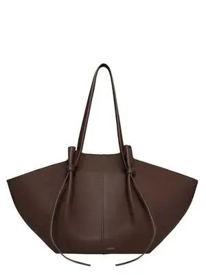 Yuzefi Large Pebble-grain Leather Tote Bag - Brown