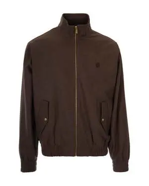 Drole De Monsieur Embroidered Logo Zip-up Bomber Jacket - Light Brown
