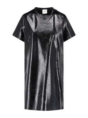 COURREGES Shiny Finish Crewneck Shift Dress