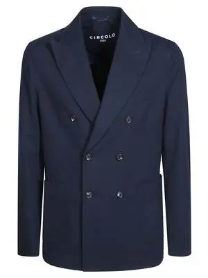 CIRCOLO 1901 Double Breasted Cotton Blend Blazer - Blu