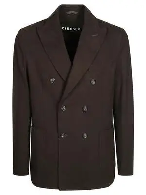 CIRCOLO 1901 Double Breasted Cotton Blend Blazer - Marrone