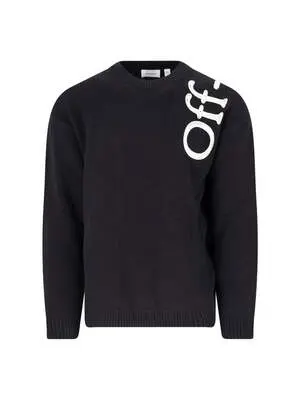 Off-White Logo Intarsia Crewneck Sweater - Black