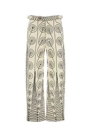 BODE Embroidered Wool Quillwork Pant For - White