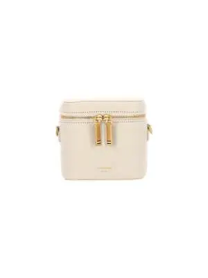 Thom Browne Leather Zip Vanity Bag - White