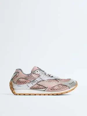 Bottega Veneta Lace-up Sneakers With Padded Logo Tongue And Rubber Sole - Rosa