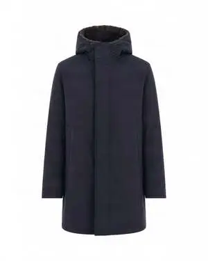 Herno Hooded Long Parka Coat - Blu Navy