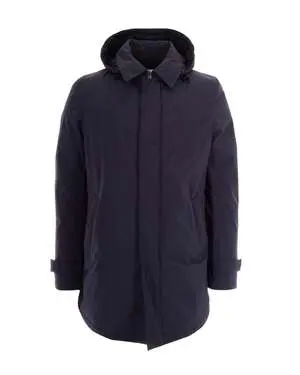 Herno Hooded Long Parka Coat - Blu