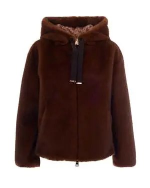 Herno Faux Fur Hooded Zip Jacket - Moro