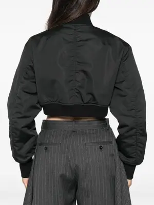 Balenciaga Cropped Zip-up Bomber Jacket With Band Collar And Ribbed Trims