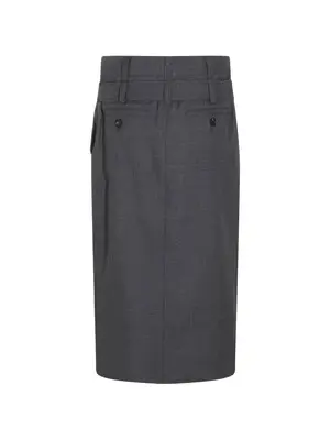 Brunello Cucinelli Wool Belted Midi Skirt