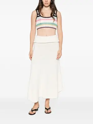 Alaïa Striped Ribbed Scoop Neck Cropped Top