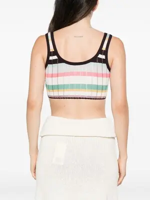 Alaïa Striped Ribbed Scoop Neck Cropped Top