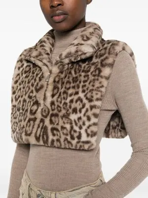 Apparis Faux Fur Zip-up Cape - Multi