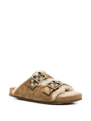 Burberry Urchin Check Shearling Sandals