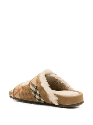 Burberry Urchin Check Shearling Sandals