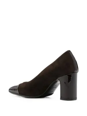 CAREL Rosana Suede Leather Pumps With Block Heel And Cap Toe