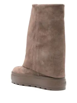Casadei Suede Double-face Ankle Boots With Folded Edge - Beige