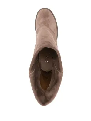 Casadei Suede Double-face Ankle Boots With Folded Edge - Beige
