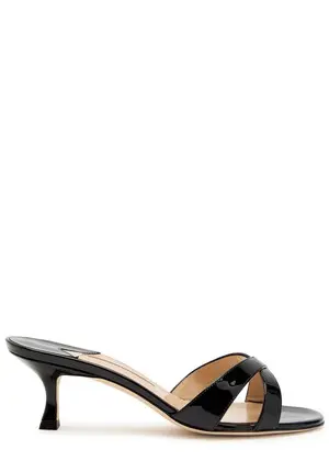 Manolo Blahnik Patent Leather Mules - Black