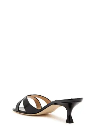 Manolo Blahnik Patent Leather Mules - Black