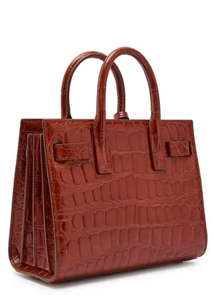 Saint Laurent Sac De Jour Nano Crocodile-effect Leather Top Handle Bag