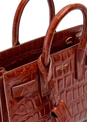 Saint Laurent Sac De Jour Nano Crocodile-effect Leather Top Handle Bag