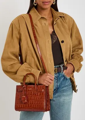 Saint Laurent Sac De Jour Nano Crocodile-effect Leather Top Handle Bag
