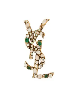 Saint Laurent Cassandre Stone-embellished Brooch