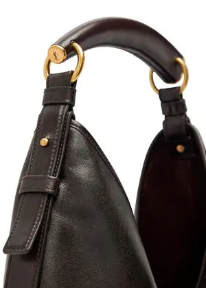 Saint Laurent Mombasa Medium Leather Shoulder Bag - Chocolate