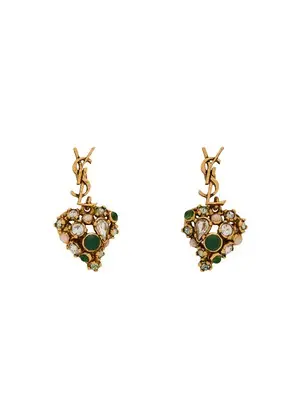 Saint Laurent Cassandre Pampilles Couer Embellished Drop Earrings