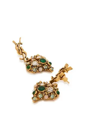 Saint Laurent Cassandre Pampilles Couer Embellished Drop Earrings
