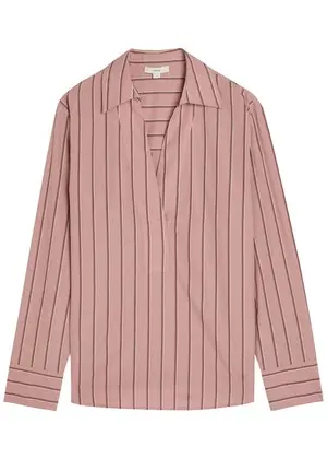 Vince Striped Cotton-poplin Shirt - Pink