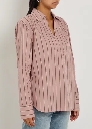 Vince Striped Cotton-poplin Shirt - Pink