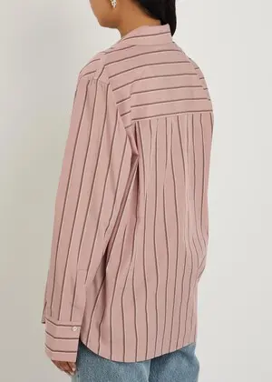 Vince Striped Cotton-poplin Shirt - Pink