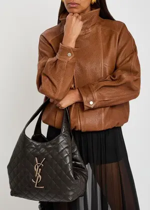Saint Laurent Icare Medium Quilted Leather Tote Bag - Chocolate