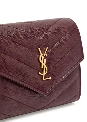 Saint Laurent Cassandre Quilted Pebbled Leather Wallet