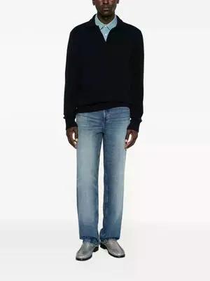 LANEUS Ribbed-knit Long-sleeve Sweater