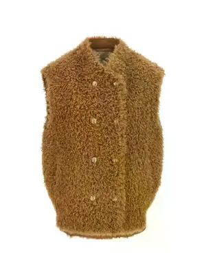 TWINSET Double-breasted Teddy-effect Vest - Brown