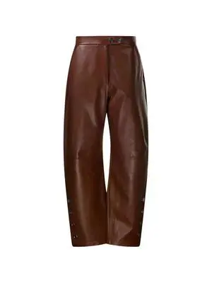 Sportmax Buttoned Leather Trousers - Brown