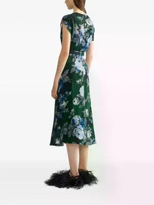 Erdem Floral Print Draped A-line Skirt