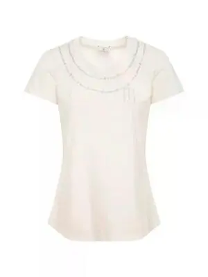 FRACOMINA Rhinestone-embellished Logo-detail T-shirt - Neutrals