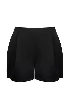 POST MERIDIEM Satin Finish Pleated Shorts - Black