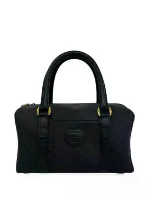 Gucci 1980-1990 Micro Gg Canvas Boston Bag - Black