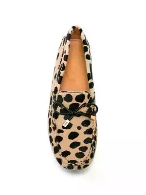 TOD'S Leopard Print Leather Loafers - Brown
