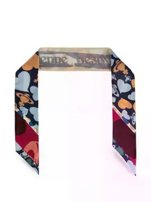 VIVIENNE WESTWOOD Orb-print Heart-pattern Scarf - Blue