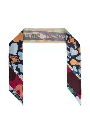 VIVIENNE WESTWOOD Orb-print Heart-pattern Scarf - Blue