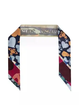 VIVIENNE WESTWOOD Orb-print Heart-pattern Scarf - Blue