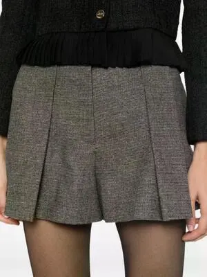 Sandro Houndstooth Pleated Shorts