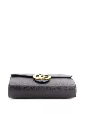 Gucci Gg Marmont Chain Wallet Leather Mini Clutch Bag - Black
