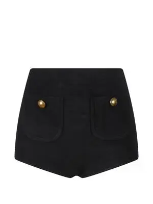 Elisabetta Franchi Knit Shorts With Jewel Buttons - Black